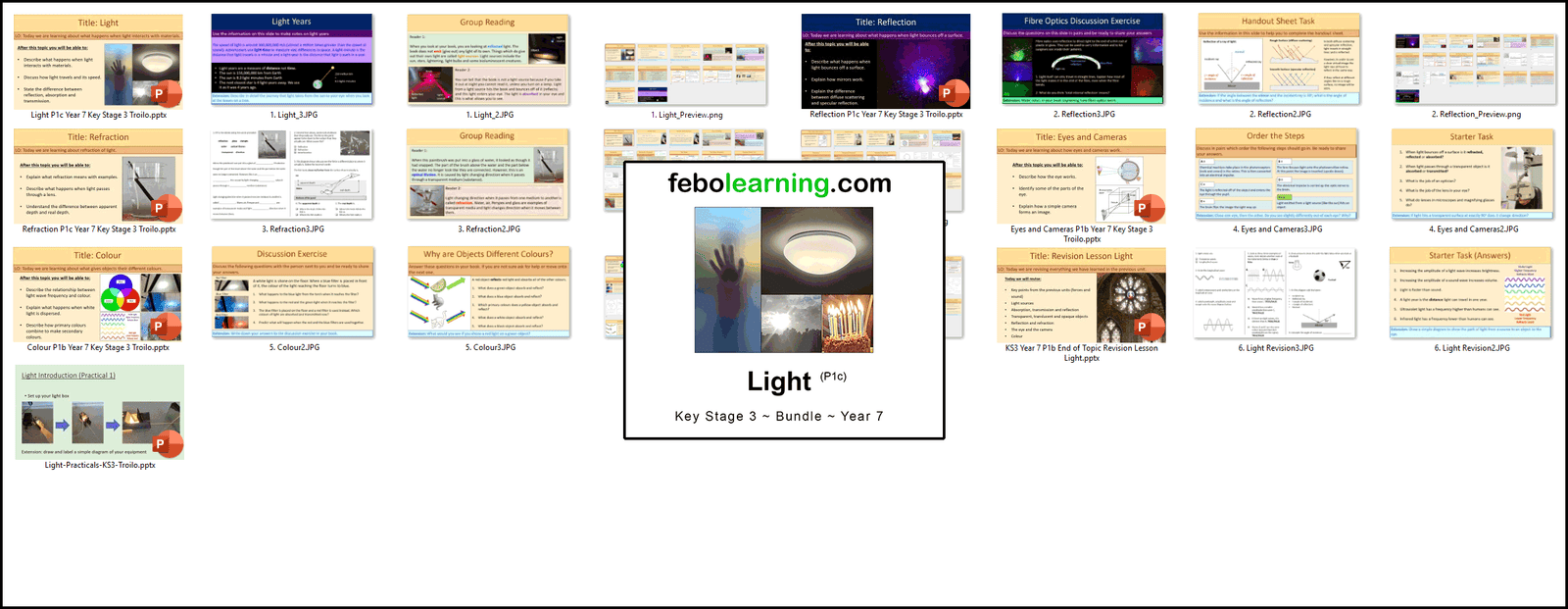 KS3 Physics Light Bundle Year 7KS3 Physics Light Bundle Year 7