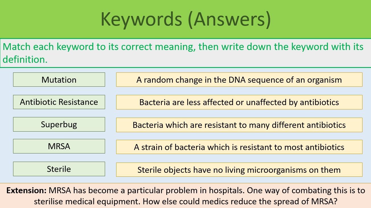 Key Stage 3 Biology Antibiotics: Resistance and Bacterial Spread
